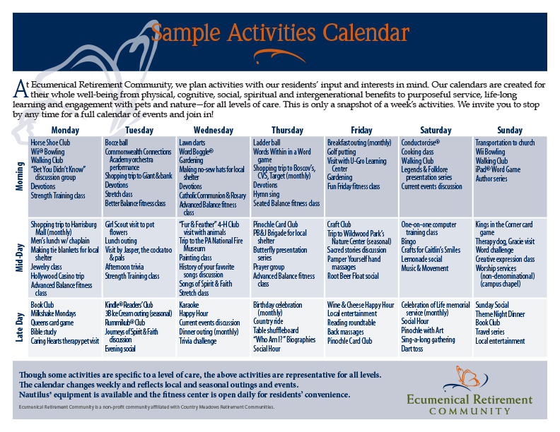 Events & Activities | Ecumenical Retirement Community